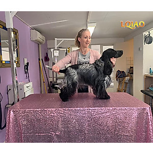 Royaltime 150x260cm Pink Gold-Sequins Table Cloth, Luxurious Rectangle Sequin Tablecloth, Sparkly Wedding/Christmas Decoration, Pink Gold