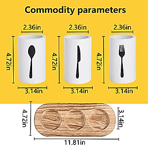 Silverware Organiser - Set of 3 (with wooden tray) Tabletop wooden silverware holder utensil holder for forks spoons knives party kitchen holder silverwareliving room Restaurant(white white white)
