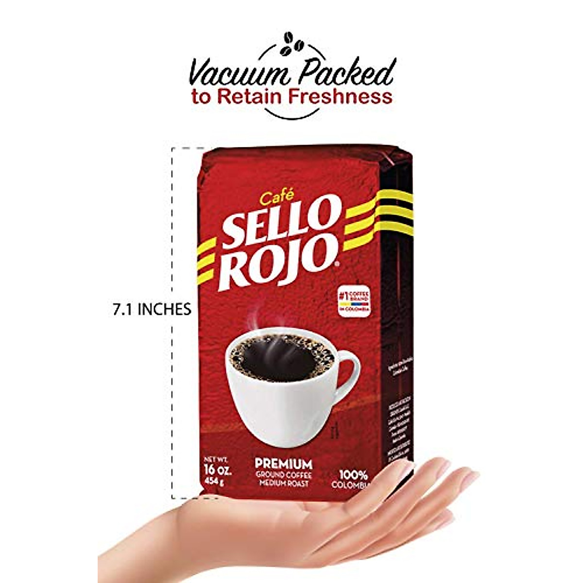 Café Sello Rojo Premium Colombian Coffee | Smooth & Flavorful | No Bitter Aftertaste | 100% Colombian Medium Roast Ground Coffee | Café de Colombia | 16 Ounce (Pack of 2)