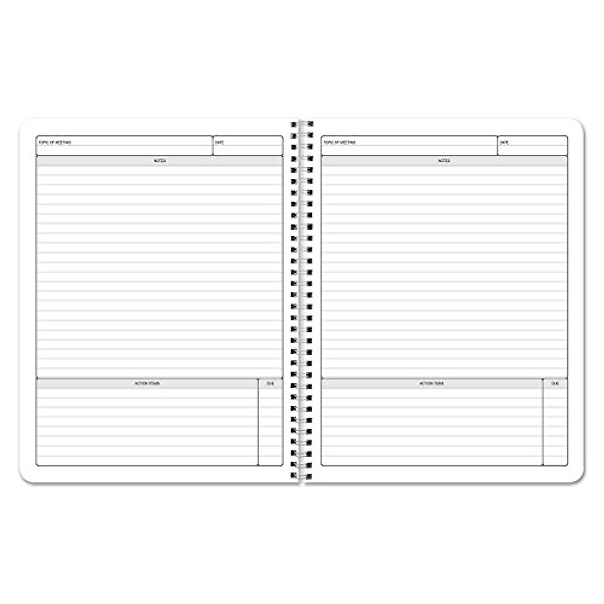 BookFactory Meeting Notebook/Meeting Book for Work- Black 120 Pages (Ruled Format), 8.5in x 11in, Wire-O Bound (MTG-120-7CW-A-(Meetings-K)-MX)