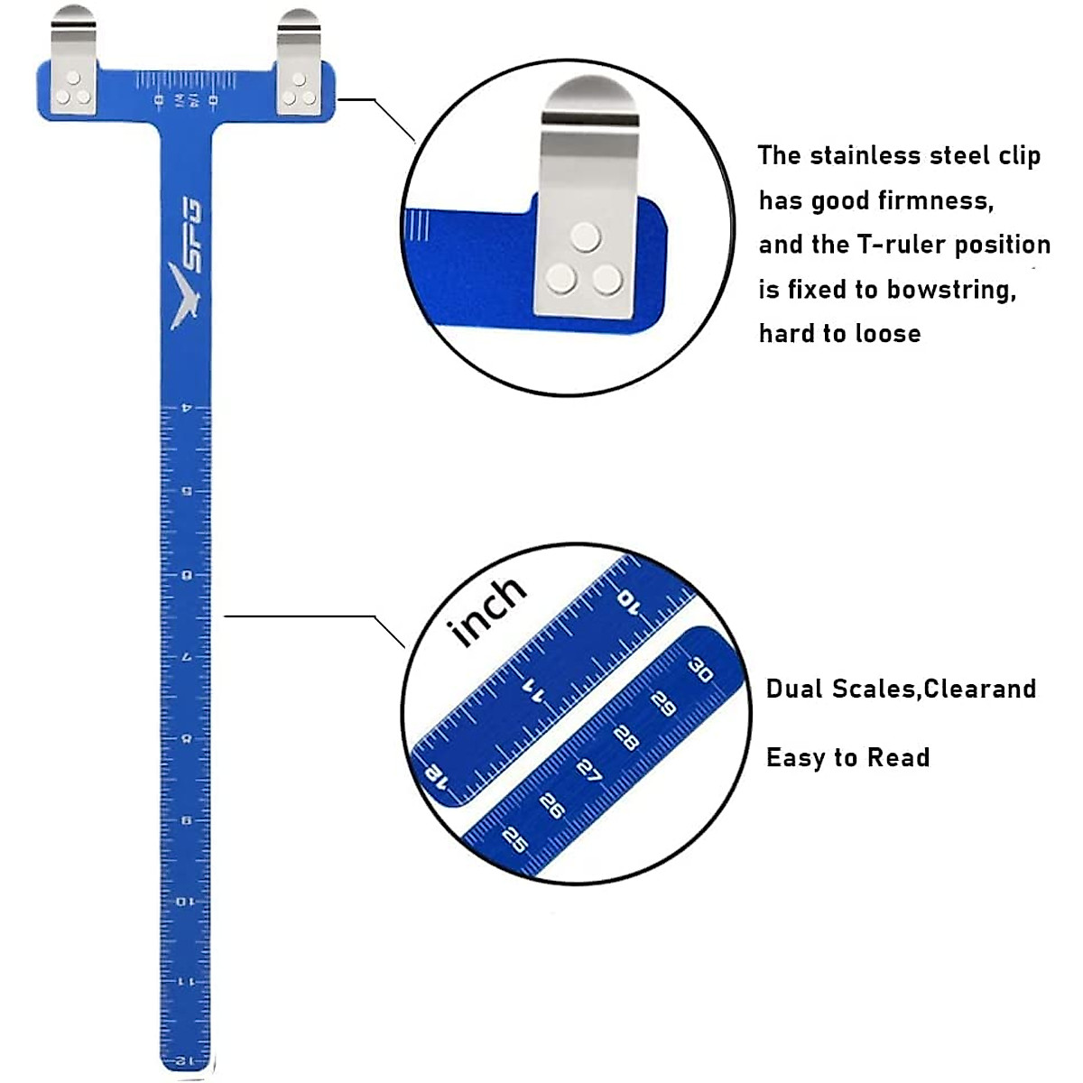 SOPOGER Archery Bow Square T Shape Bow Square Ruler Bowstring Measurement Tool Bow Turning Kit for Recurve Bow and Compound Bow Accessories (Blue)