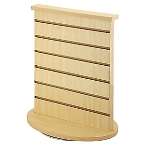 AMKO WD2CT Slatwall Merchandiser, Rotating Countertop Display – Spinning Rack with Maple Finish. Retail Store Fixtures and Equipment