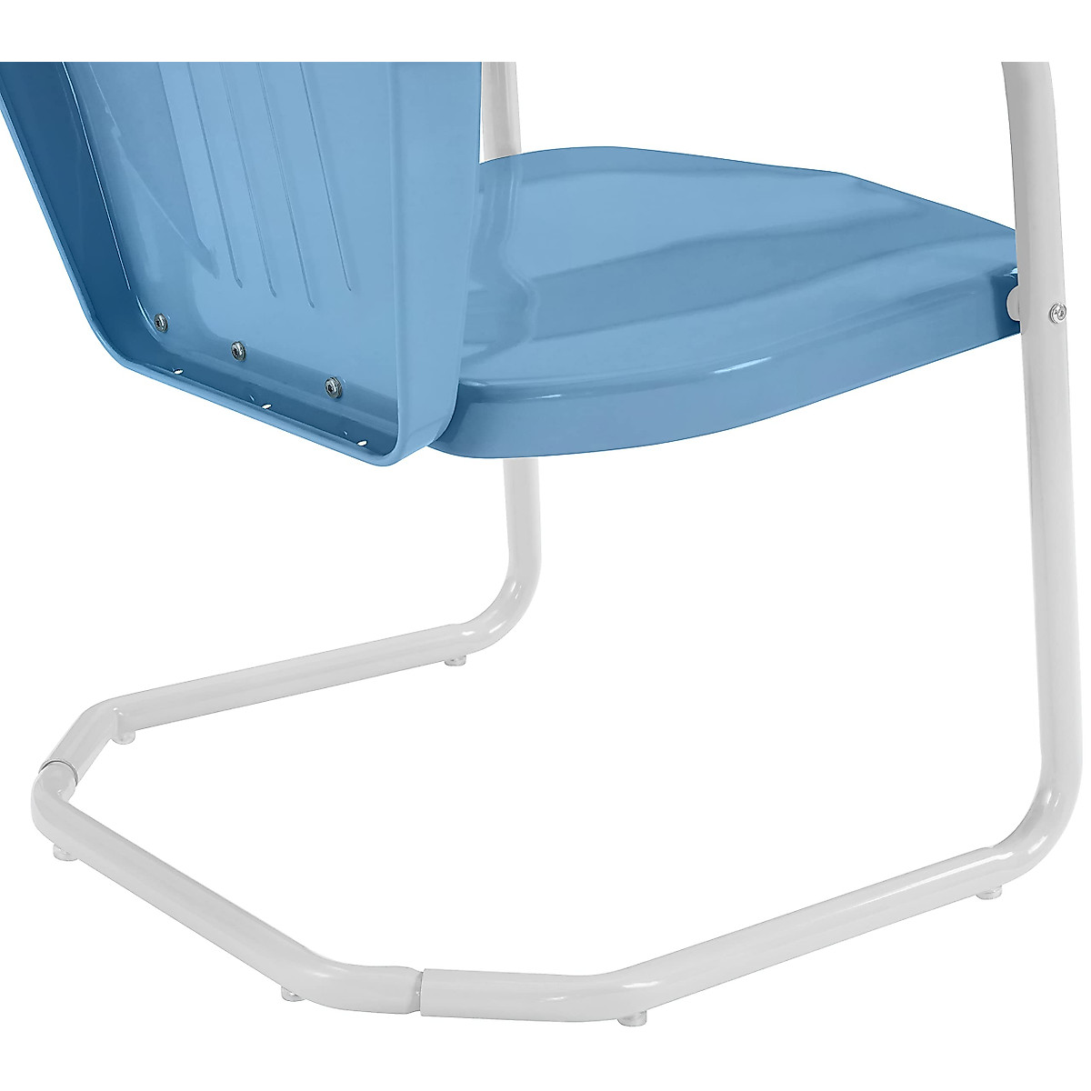 Crosley Furniture Griffith 3-Piece Outdoor Bistro Set, Retro Metal Patio Table and Chairs for Dining, Porch, Sky Blue Gloss and White Satin