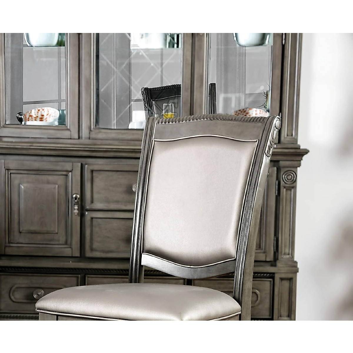 Wycian Small Patio Chairs, Dining Set Boho 2PCS Gray Solid Wood 21" L 26" W 41.5" H for Living Room Bedroom Dining Rooms Garden Bar Height Patio Chairs