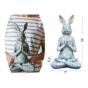 OWADAR Antique Praying Rabbit Bunny Statue Figurine 13" Yoga Bunny Rabbit Sculpture Indoor Outdoor Home Garden Patio Yard Lawn Decoration
