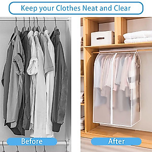 Garment Covers for Hanging Clothes,Large PEVA Hanging Clothes Storage with Zipper and Hook - and - Loop Fastener,Hanging Garment Bags for Closet Storage for Suit Coat Dress (Matte, 23.6x39.3x53.4)