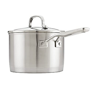 KitchenAid 3-Ply Base Brushed Stainless Steel Sauce Pan/Saucepan with Lid, 3 Quart
