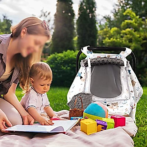 SJEhome Carseat Covers for Babies,Car Seat Warm Windproof Cotton and Fleece Canopy for Newborn Infant Boy Girl Carrier,2 Layers Windows Baby Carrier Cover,Grey Minky