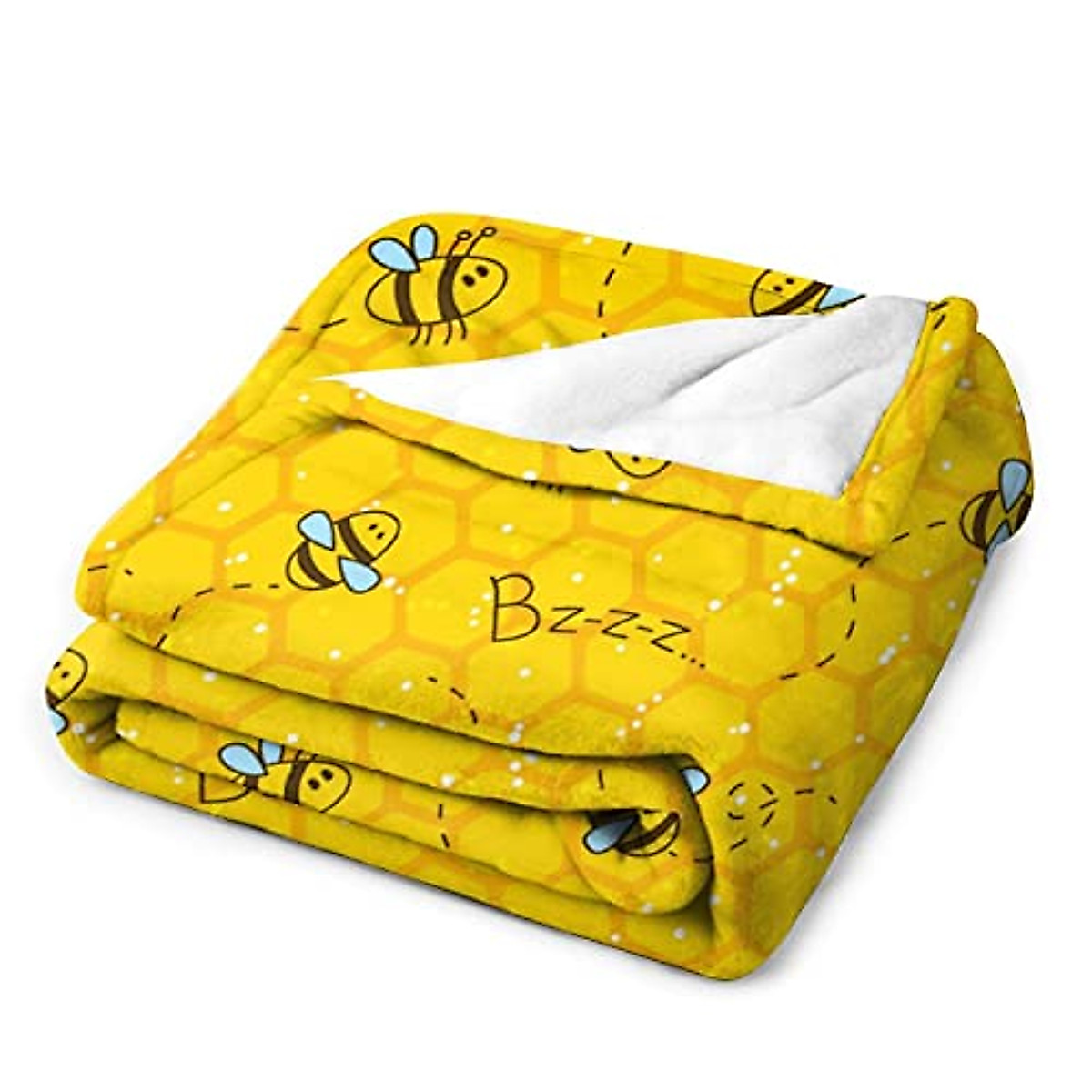 Cute Bee Sofa Throw Blanket Flannel Super Soft Warm Fleece Bedspread Home Decor All Season for Bed Couch Living Room Large 50"X40" in