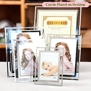 ZYUE 6x8 inch Picture Frame Made of Crystal Glass Display Pictures for Table Top Display and Wall Mounting Photo Frame Simple and Stylish Black