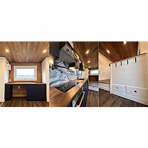 Tiny RV Mobile House with Downstairs Bedroom, Loft, Full Kitchen & Bathroom - Family-Friendly Design with Upraised Living Area, Cedar/Steel Exterior, Double-Pitched Roof - Perfect for Full-Time Living
