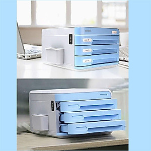 BIZOLE Desktop Organizer Storage Box - Desktop File Cabinet, 3-Layers Lockable Aluminum Alloy Flat File Cabinet, Drawer Organizer