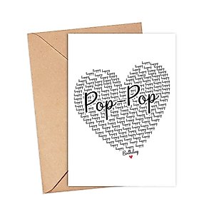 Happy Birthday Pop-Pop Card - Cute Happy Birthday - Birthday Greeting Card - Sweet Birthday Card For Pop-Pop - Anniversary-Thank You Card - Heart Happy Birthday Mom - I Love You Pop-Pop Card