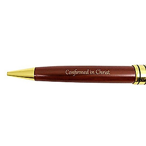 Confirmation Gift Set, Confirmed in Christ Wood and metal gold pen set with matching case, engraved with a special inspirational message