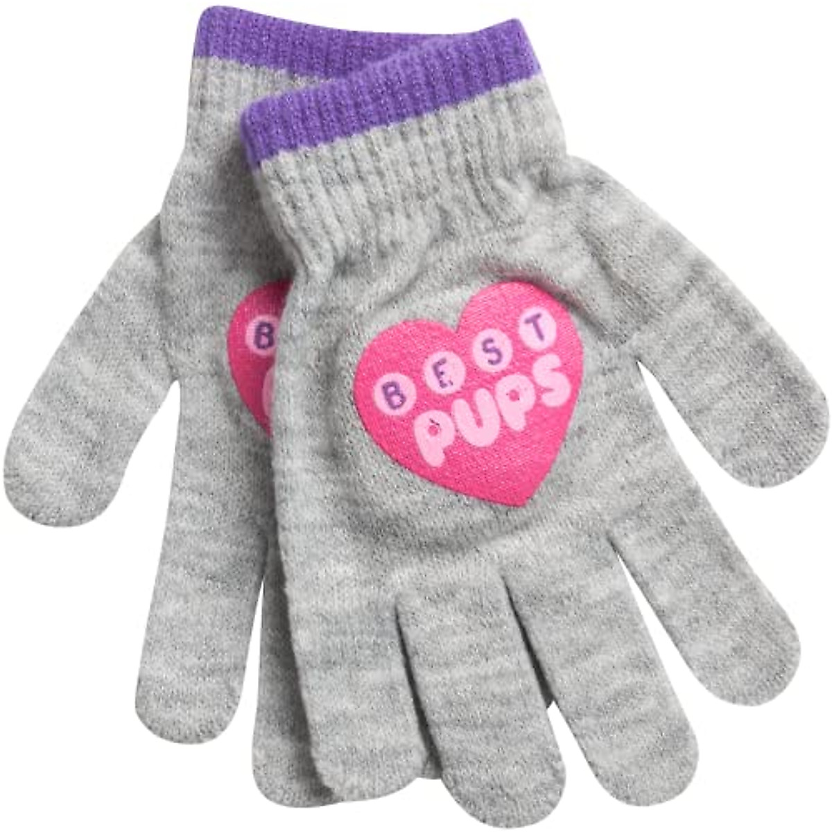 Nickelodeon Paw Patrol Girls Winter Hat and 2 Pair Mittens or Gloves (Age 2-7), Size Age 4-7, Paw Patrol Purple/Grey Glove 4-7