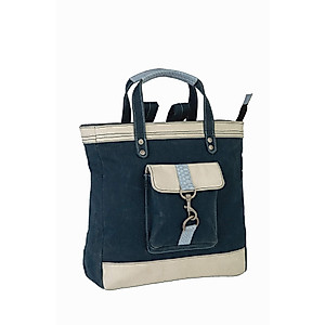 Mona B. Royal Blue Wilder Upcycled Canvas Backpack with Vegan Leather Trim MD-5912