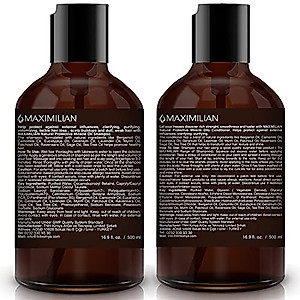 MAXIMILIAN All Natural Shampoo Deep Cleansing Natural Shampoo and Conditioner Set, 10 Hair Oils & Provitamin B5, Vegan Shampoo and Conditioner Shampoo Natural Scented, 2 x 16.9 Fl Oz