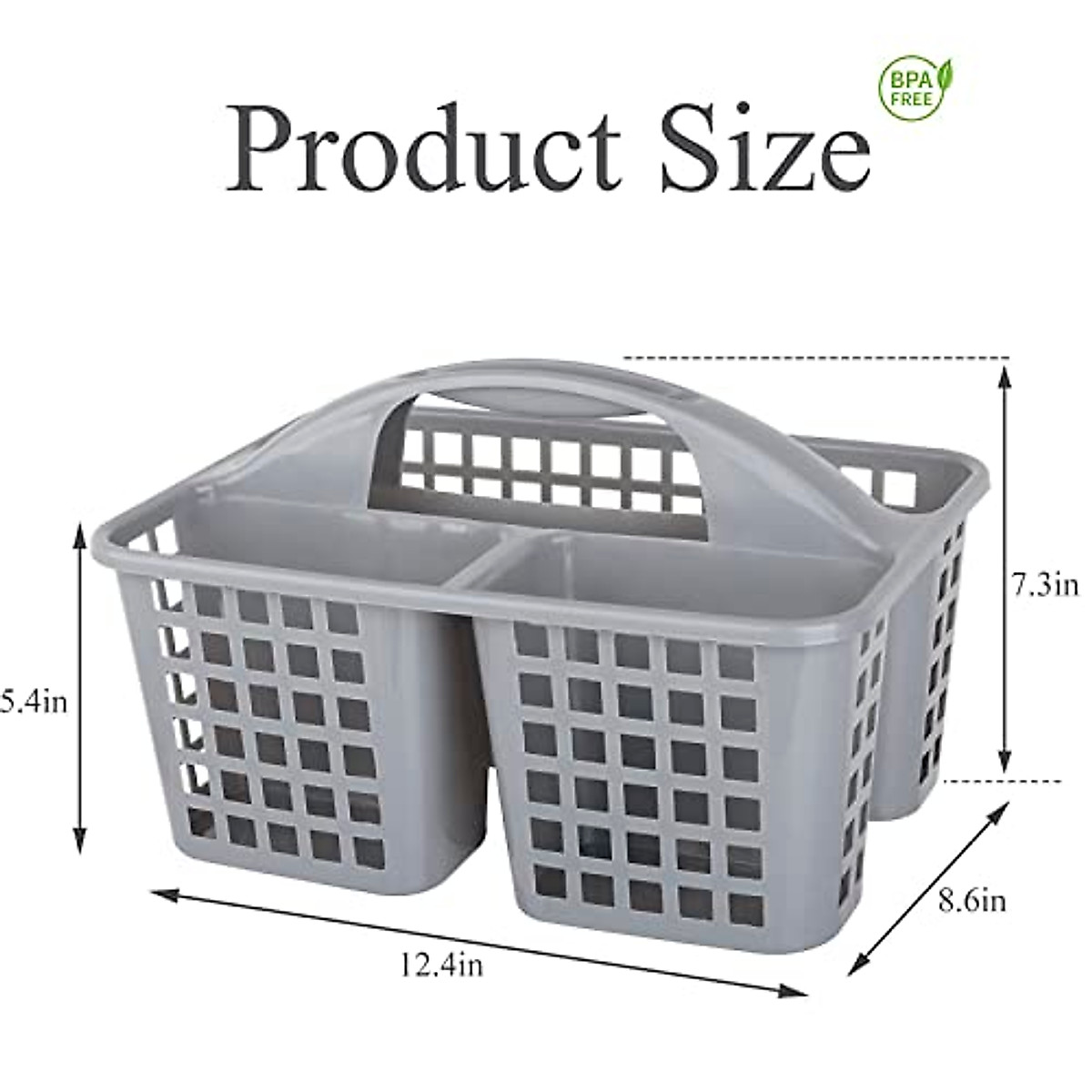 Andmey Cleanning Caddy Basket Plastic Storage Shower Caddy Bucket with Handle for Garden, Cleaning Supplies, Gray