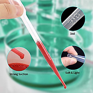 CCINEE 200PCS 3ml Disposable Plastic Transfer Pipettes Calibrated Dropper Suitable for Science Laboratory