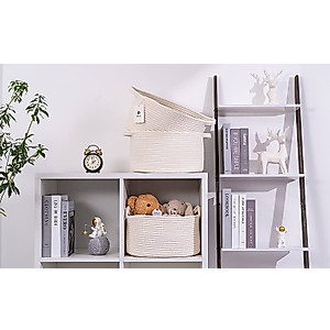 Laughbird Storage Box|Fabric Storage Basket Used to Organize The Shelf of Closet Shelf Baby Toys|Decorative Medium Woven Linen Closet Organizer, With Handle Cube (white, 3bags)