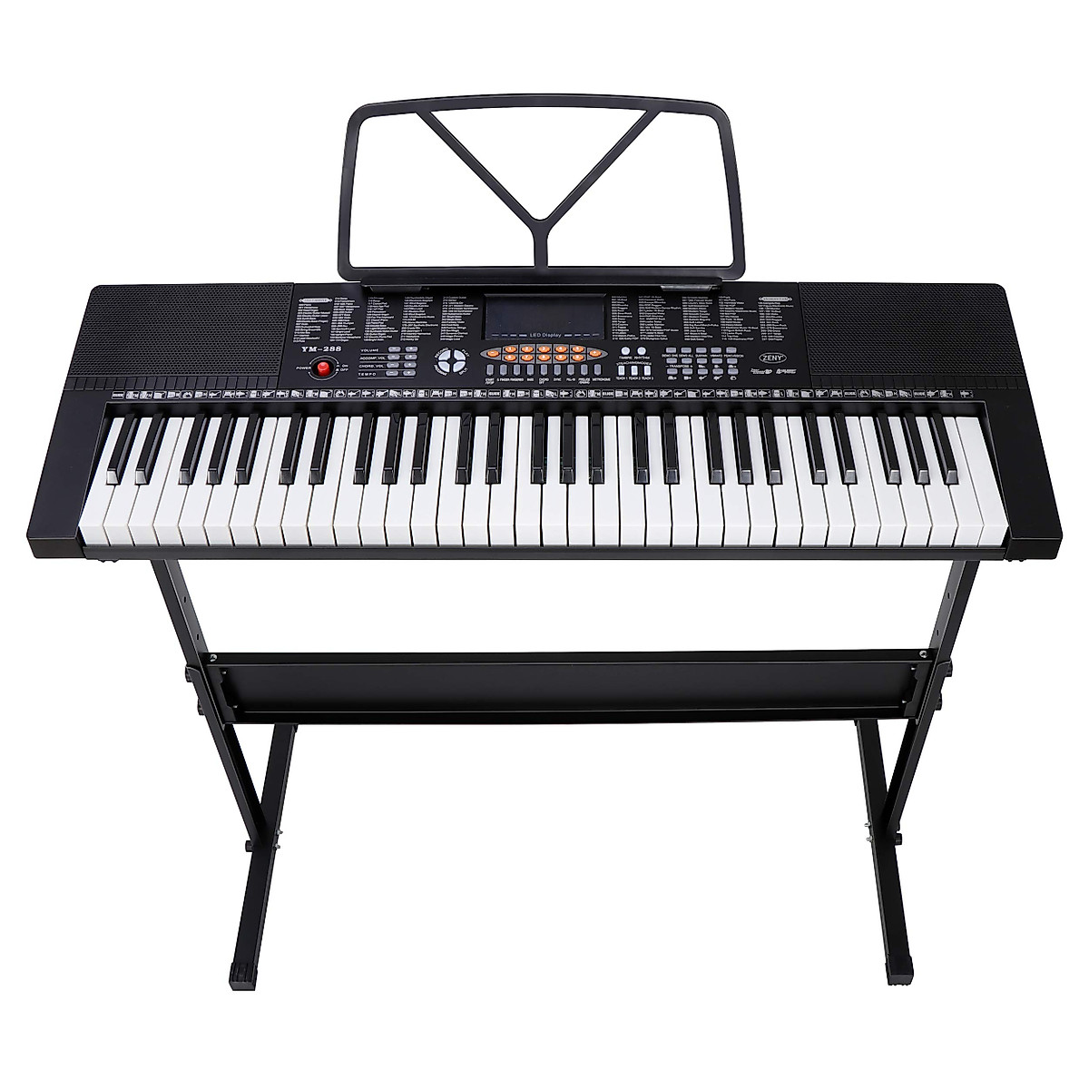 ZENY 61-Key Portable Electric Keyboard Piano with Built In Speakers, LED Screen, Headphones, Microphone, Piano Stand, Music Sheet Stand and Stool