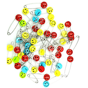 Diaper Pins, 50 Safety Pins Plastic Head Stainless Steel Diaper Pins with Safe Locking Closures for Diaper Clothes Dress Craft Hold (50 slime pins)