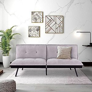 MUUEGM Grey Fabric Futon Sofabed