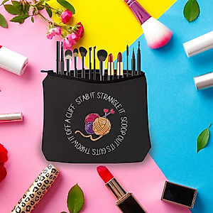 PWHAOO Funny Knitting Cosmetic Bag Knitting Storage Bag Yarn Crocheter Makeup Bag Knitting Lover Gift (Knitting Storage B)