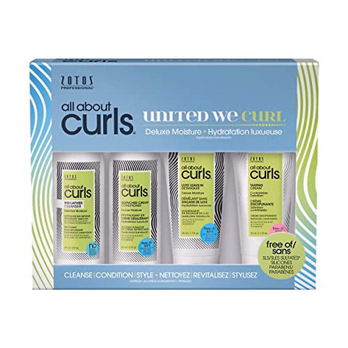 All About Curls Deluxe Moisture Starter Kit | 4-Piece Set | Curly Hair Products | Cleanse, Condition, Moisturize, Define | All Curly Hair Types | Vegan & Cruelty Free | Sulfate Free