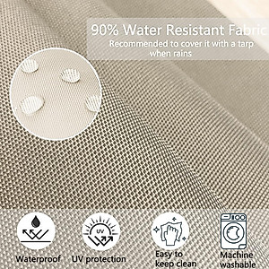 Sqodok Patio Cushion Covers 24x24 Waterproof Outdoor Cushion Covers for Patio Furniture 4Pack Patio Cushion Slicovers Replacement Outdoor Seat Cushion Slip Cover for Wicker Chair, Tan