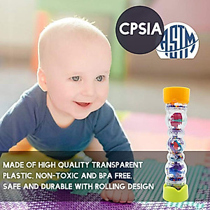 Here Fashion 11.8'' Baby Rainmaker Mini Shaker Toy, Rain Stick Musical Instrument Sensory Toys for Kids Toddlers, Colorful Beads