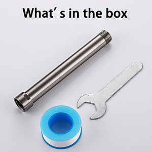 G-Promise 7 Inches Shower Head Extension Arm, Shower Arm Extension, Shower Head Extender, Lower Shower Head, All Solid Brass Construction (Brushed Nickel)