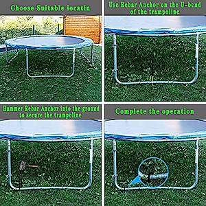 Nigh Coated Rebar Trampoline Wind Stakes Set of 12 Safety Ground Anchors Stakes Extra Heavy Duty Metal Landscape Staples 10 Inches Long (Black)