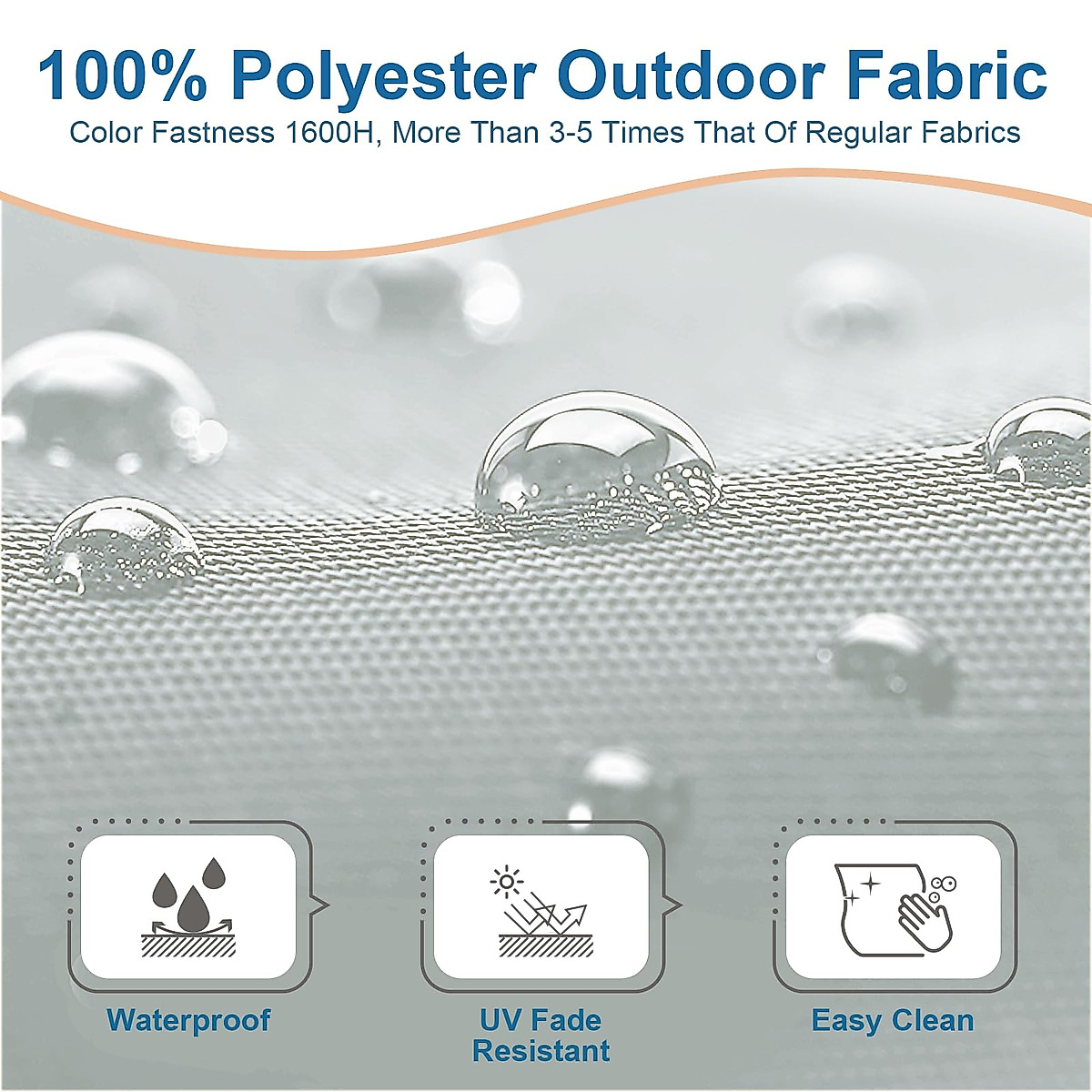 FSJITF Outdoor Weatherproof Sunproof Waterproof 75in Round Bed Cover,with Elastic Round Sofa Sun Bed Cushion Cover, Replacement Patio Furniture daybed Bed Cushion Cover,Covers ONLY (Gray)