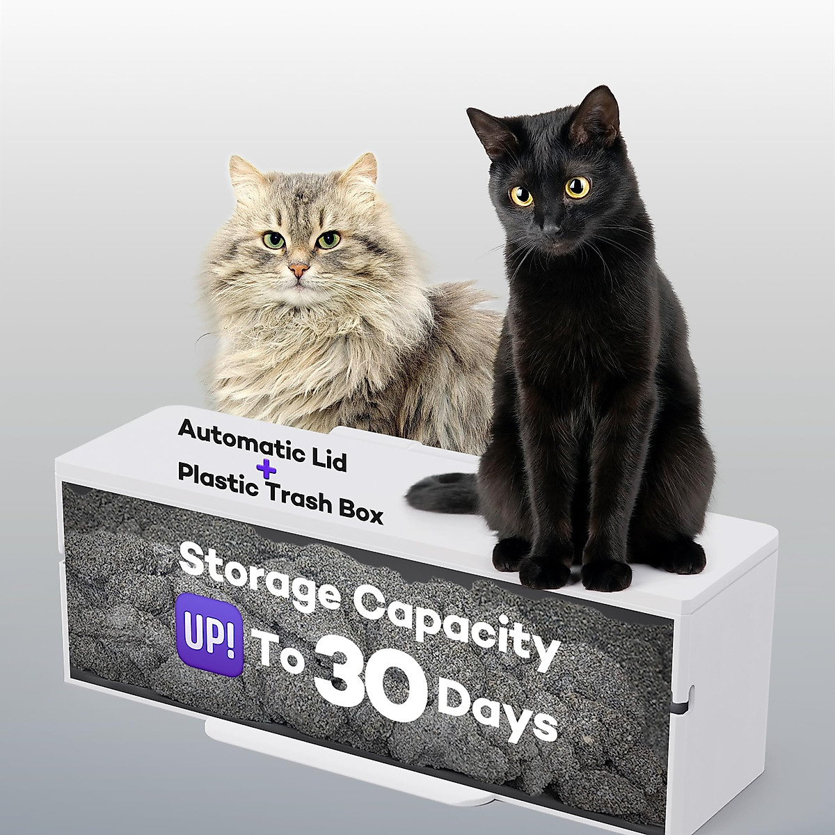 Popur X5 Automatic Cat Litter Box Self Cleaning - Auto Plastic Bin, Smart APP Control & Odor Eliminator - No Smell Open Top Litter Tray Safe for Pet, Electric Kitty Robot Litter Pan Free from Scooping