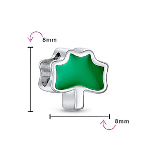 Good Luck Lucky Irish Shamrock Enamel Green Clover Charm Bead For Women Teens .925 Sterling Silver Fits European Bracelet