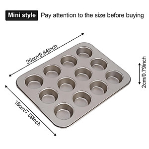 12 Cup Mini Muffin Pan,Nonstick Mini Cheesecake Pan Muffin Tin for Cupcake,Carbon Steel Mini Cupcake Pan for Homemade Muffins,DIY Cooking Tools for Muffin Cakes,Gold