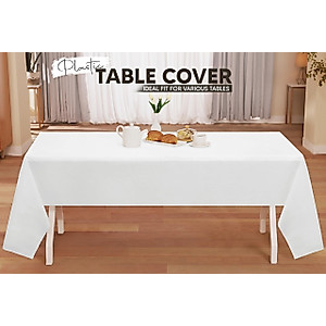 Utopia Kitchen Plastic Table Cloth Disposable (12 Pack - 54x108 Inch) White Rectangle Tablecloth Waterproof Stain Resistant Party Table Cover