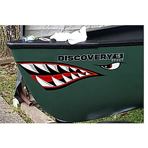 Shark Teeth Mouth Reflective Decals Graphics Sticker Fishing Boat Canoe Car Truck Kayak Decals Accessories,14.8 x 5.0 inches