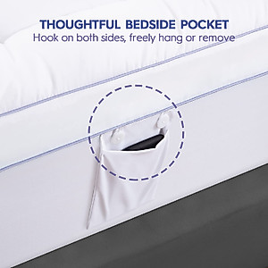 ABENE 3 Inch Dual Layer Memory Foam Mattress Topper King, 2 Inch Memory Foam Plus 1 Inch Down Alternative Pillowtop Mattress Pad, with Bedside Pocket, Support for Back Pain (King, White)