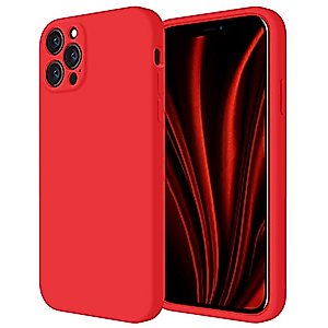 FireNova for iPhone 12 Pro Max Case, Silicone Upgraded [Camera Protecion] Phone Case with Soft Anti-Scratch Microfiber Lining, 6.7 inch, Red