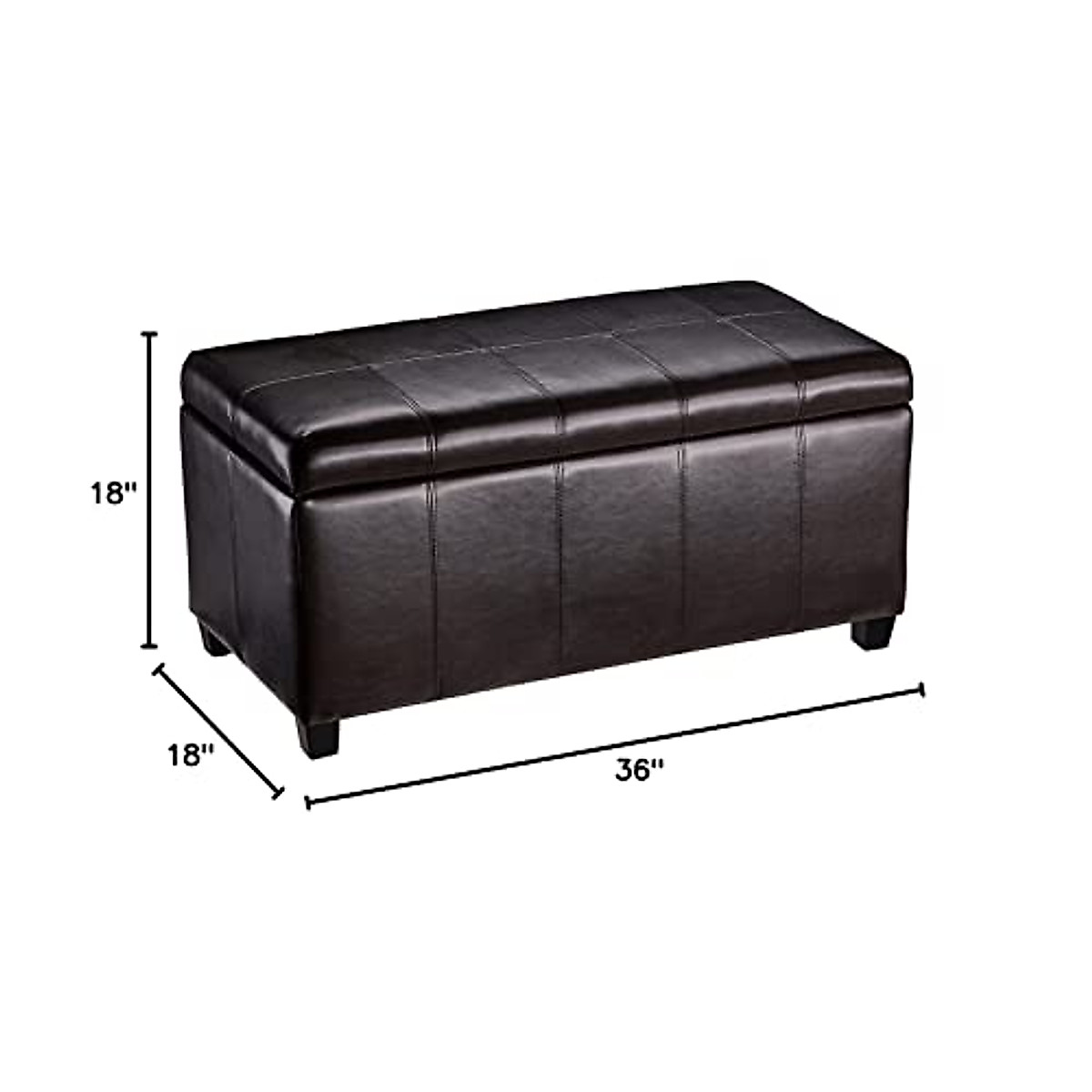 FIRST HILL FHW Marion Rectangular Storage Ottoman, Russet Brown