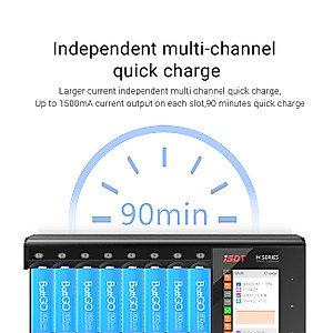 ISDT N16 36W 1.5A 16-Slot Speedy Smart LCD Display Universal Battery Fast Quick Charger for Rechargeable Batteries AA AAA Li-lon LiHv Ni-MH Ni-Cd Nizn LiFePO4 with AC Wall Adapter