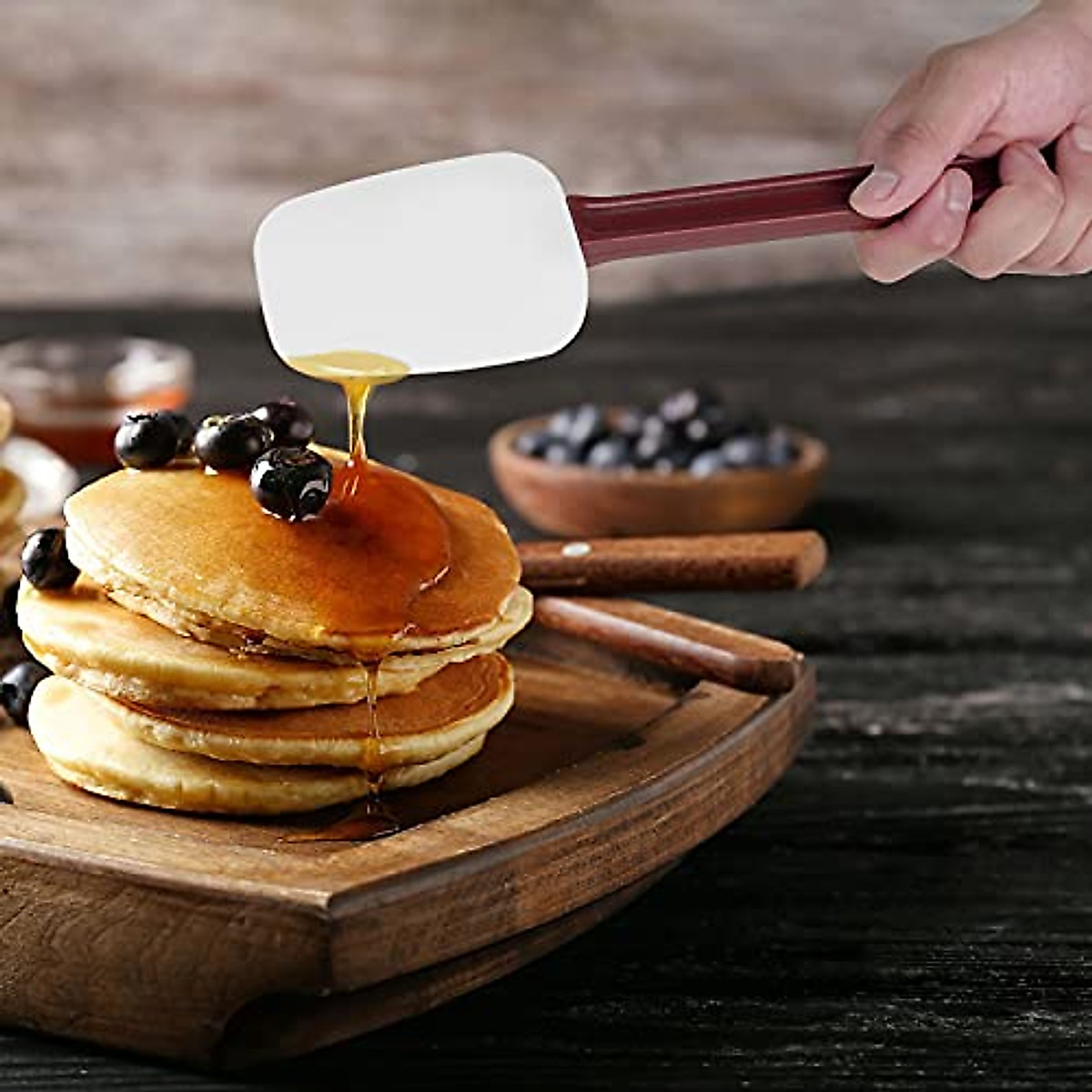 High Heat Resistant Silicone Scraper Spoon Commercial Spatula for Cooking, Rubber Spatula Set of 2, (16.5'')