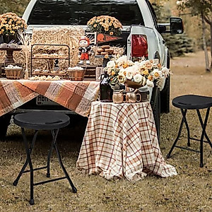 MoNiBloom Set of 6 Portable Folding Stools 18 Inch Lightweight Round Chairs with Handle for Home Garden Dorm or RV, 230 lbs Capacity, Black