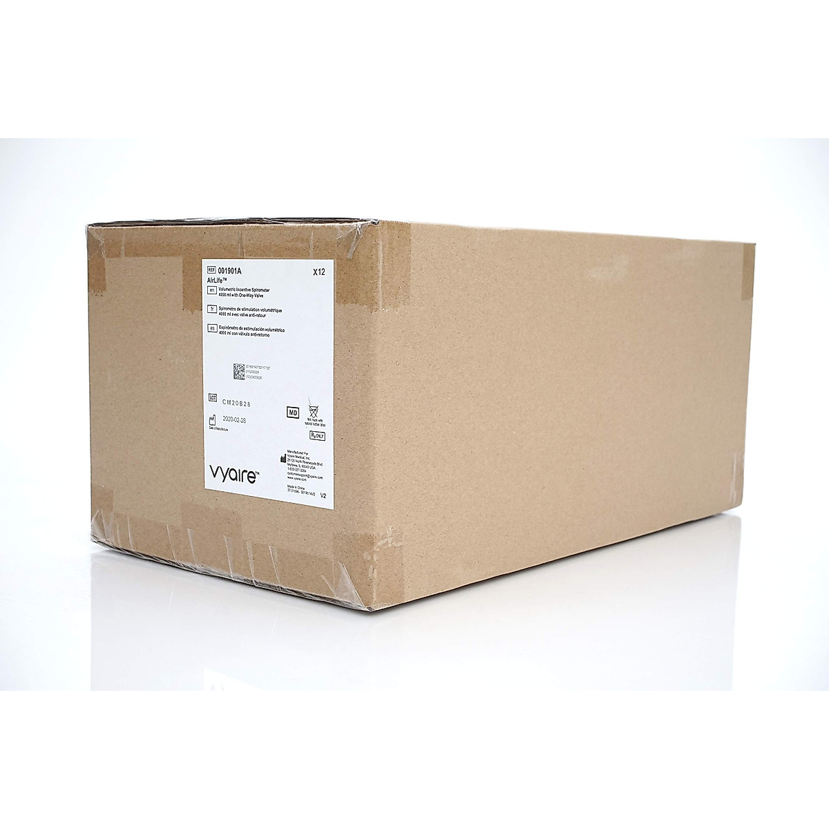 Vyaire Medical 1901A AirLife Volumetric Incentive Spirometers, One Way Valve, 4000 mL, Pack of 12