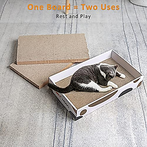 ComSaf Durable Cat Scratcher Cardboard Refill, Cat Scratch Pad, 3 in 1 Recyclable Corrugated Scratcher, Reversible Scratch Box, Scratcher Lounge for Furniture Protection, Cat Training Toy