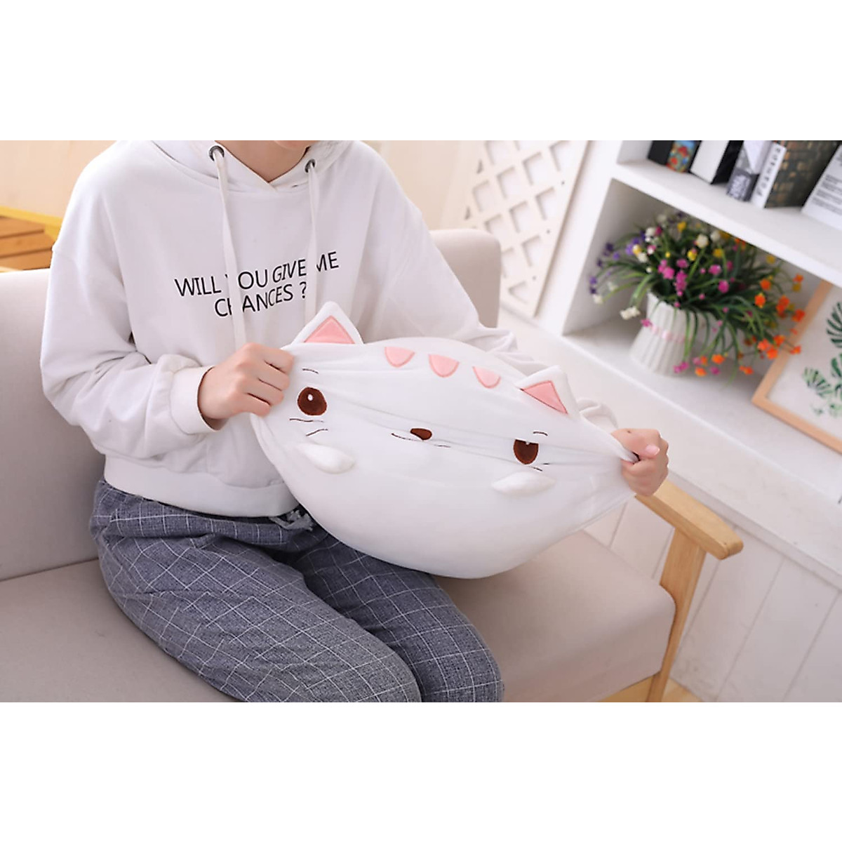 COSGOO Cute Plush Cat Stuffed Squishy Animal Cat Cylindrical Body Cat Pillow,Super Soft Cat Hugging Toy Pillow Kids Kawaii Sleeping Cat Pillow Gifts for Bedding Decor or Home Decor 24-Inch