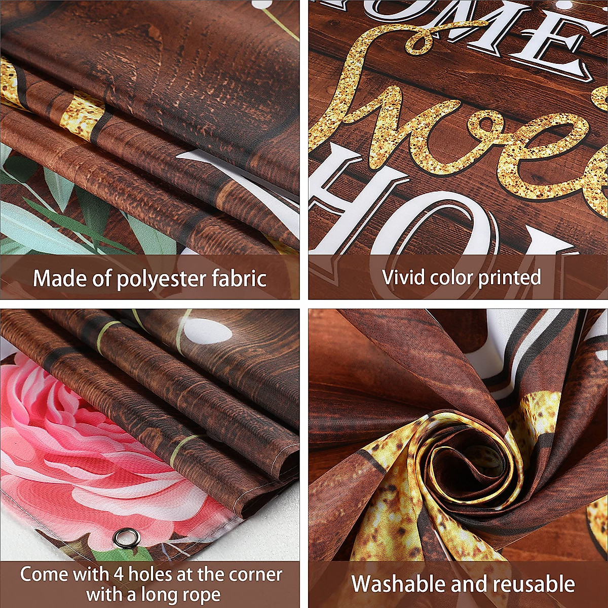 House Warming party Decoration Home Sweet Home banner Backdrop Photography Key Shining Lights Background Pink Floral Wooden Floor Wedding Photo Booth Props 70.8x43.3inches