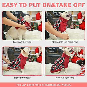 SCENEREAL Small Dog Pullover Sweater, Cold Weather Cable Knitwear, Classic Plaid Turtleneck Thick Warm Dog Clothes for Chihuahua, Bulldog, Dachshund, Pug, S Medium Dogs